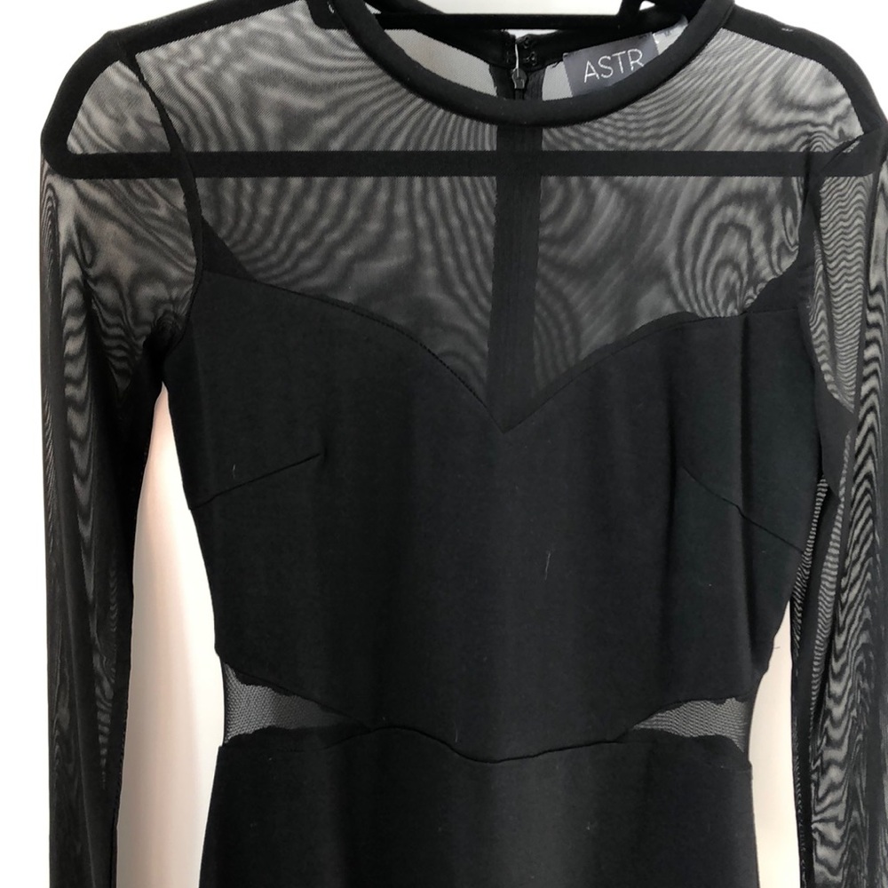 Black Mesh Mini Dress - Gem